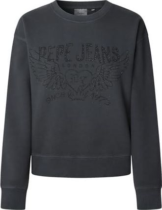 Pepe Jeans London Sweat-Shirt BEBERLY pour Femme, Gris (Coal Grey), M, Gris Charbon, M