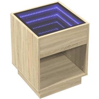 vidaXL Table de chevet avec led infini chêne sonoma 40x40x50 cm Vidaxl