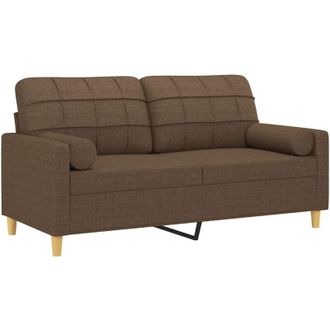 vidaXL Vidaxl - Canap&eacute; 2 places avec oreillers d&eacute;coratifs marron 140 cm tissu