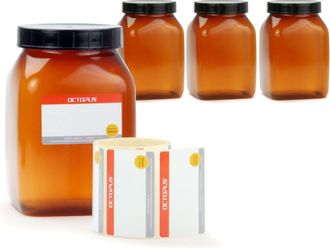 Octopus 4X 1000 ml Plastik-Becher mit Deckel, Plastikdose, Gewürzdosen, Weithals-Becher mit großer Öffnung und Schraubverschluss mit Beschriftungsetiketten