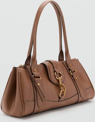 Mango Mittlere Schultertasche mit Karabiner karamell - Damen - Einheitsgröße - MANGO