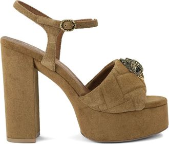 Kurt Geiger Gesteppte Plateau-Sandalen mit Logo 125mm - Braun