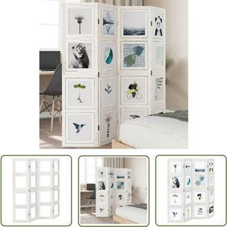 vidaXL The Living Store - 4-tlg. Raumteiler Wei&szlig; Massivholz Paulownia - Raumteiler - Holzteiler - Paulowniaholzhintergrund - M&ouml;beldekor - Zimmerteilung