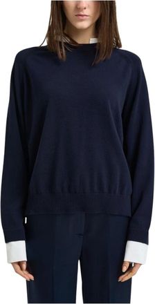 Semicouture Femme, Pulls, Bleu, Taille: 42 FR Pull en maille &agrave; col rond