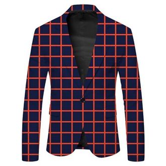Generic Veste &agrave; carreaux pour homme - Coupe ajust&eacute;e - Moderne - Grand motif &agrave; carreaux - Veste de costume sportive et &eacute;l&eacute;gante - Veste de loisirs pour affaire
