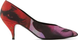 Versace Femme, Chaussures, Multicolore, Taille: 38 EU Face Print Pointed Toe Pump