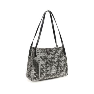Balmain Womens Black Cotton Shoulder Bag