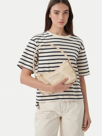 Tommy Jeans Handtasche Metal Logo Shoulder Bag AW0AW18468 Creme