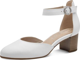 Tamaris Comfort Damen Pumps mit Riemen aus Leder Elegant, Weiß (White Nappa), 39 EU