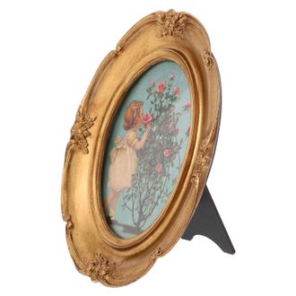 OSALADI Vintage Fotorahmen Oval 4X6 Zoll Robuster Harz Bilderrahmen in Gold Wand und Tischrahmen f&uuml;r Schlafzimmer Dekoration