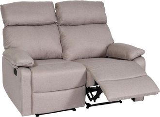 Hhg 2er Kinosessel HHG 136, Relaxsessel Fernsehsessel Sofa, Armlehne Liegefunktion Nosagfederung Stoff/Textil grau-braun