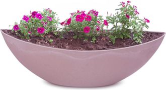 Matches 21 Ovale Pflanzschale für draußen - große Schiff Deko-Schale in alt-rosa marmoriert als Blumen-Topf Pflanztopf - 39 cm Jardiniere für Garten Balkon oder 
