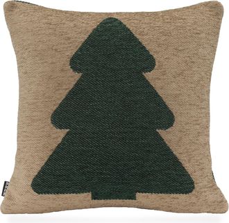 H.O.C.K. X-Mas Tree Tannenbaum Weihnachtskissen inkl. Füllung Leander Wendekissen 40x40cm (40x40cm, Taupe/grün)