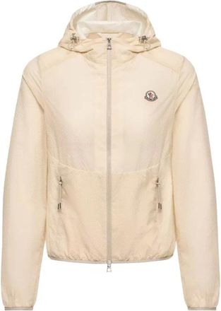 Moncler Femme, Vestes, Beige, Taille: 42 FR Veste Technique Seersucker