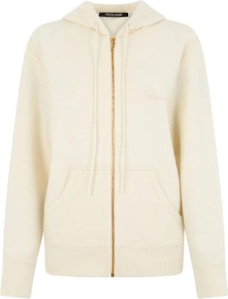 Roberto Cavalli Gestrickter Zip-Up Hoodie mit Sto&szlig;zahn-Rei&szlig;verschluss - - Sweatshirts & Hoodies - Damen - Beige - S