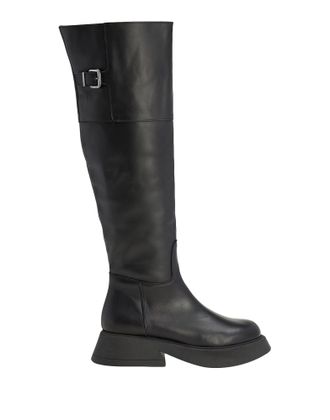 8 by YOOX LEATHER OVER-THE-KNEE BOOTS WITH BUCKLE
