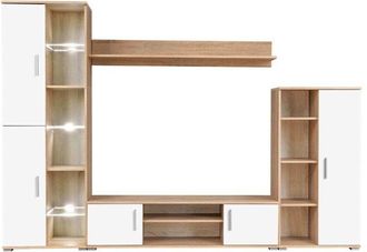 vidaXL Vidaxl - TV-Wohnwand mit LED-Leuchten Sonoma Eiche und Wei&szlig;