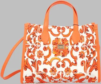 Dolce & Gabbana Girls Shoulder Bag Orange Canvas Cotton + Calf