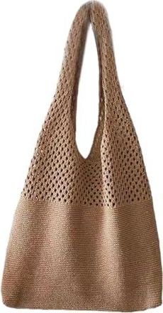 Generic Sac de plage au crochet - Summers Aestheic Sac &agrave; main fourre-tout avec cordon de serrage &eacute;lastique pour femme | Sacs &agrave; bandouli&egrave;re en polyester doux, 