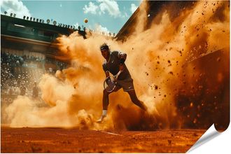 Islandburner XXL Bild Poster Tennisspieler in dynamischer Sandaktion f&uuml;r Wohnzimmer Sportbegeisterte Fitnessstudio Premium Bilder Fotodruck