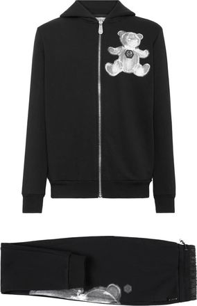 Philipp Plein Homme, Combinaisons et Ensembles, Noir, Taille: 3XL Sweat &agrave; capuche & Pantalons Teddy