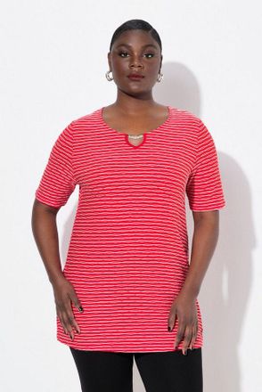 Ulla Popken T-Shirt T-Shirt Metallspange Classic Rundhals Halbarm