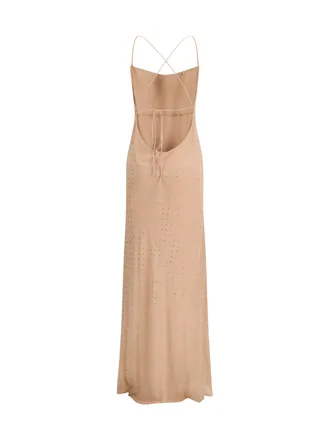 Pinko Womens Long Strass Slipdress Rosa Sfinge Polyester Dress