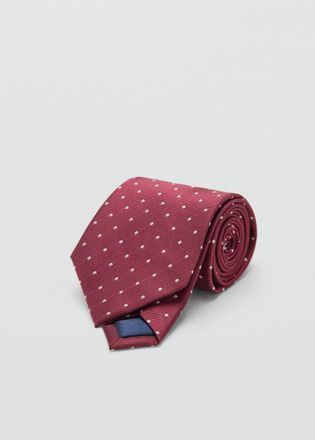 Mango Cravate soie pois bordeaux - Homme - Taille unique - MANGO MAN