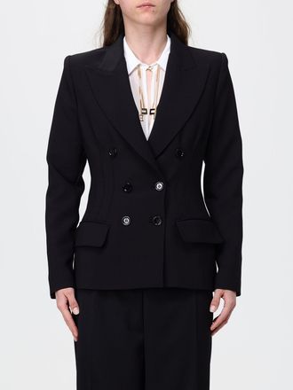Elisabetta Franchi Blazer crois&eacute; en cr&ecirc;pe avec &eacute;paules rembourr&eacute;es
