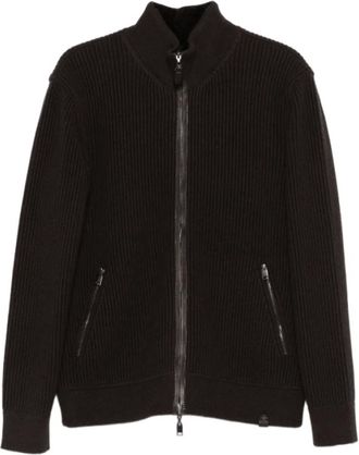 Brioni Homme, Pulls, Brun, Taille: XL Cardigan c&ocirc;tel&eacute; &agrave; fermeture &eacute;clair
