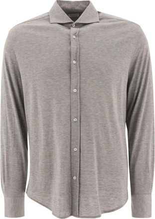 Brunello Cucinelli Homme, Chemises, Gris, Taille: 2XL Silk Shirt