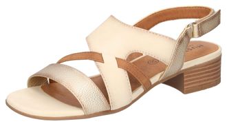 Mustang Jeans Sandalette MUSTANG SHOES, Damen, Gr. 40, gold (creme, goldfarben), Lederimitat, metallic, Schuhe Sandalette, Sandalette, Festtagsschuh mit Metallic-Ei