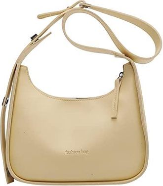 Generic Sacs &agrave; bandouli&egrave;re tendance pour femme en cuir, sac &agrave; main d&eacute;contract&eacute; avec fermeture &eacute;clair, sac tendance sous les bras, jaune, Medium