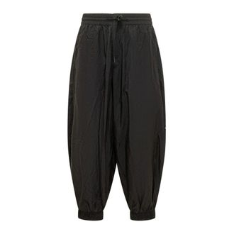 Yohji Yamamoto Homme, Pantalons, Noir, Taille: XS Raw Edge 3 Stripes Nylon Shell Pants