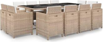 vidaXL Ensemble &agrave; manger dext&eacute;rieur et coussins 13 pcs R&eacute;sine tress&eacute;e Vidaxl