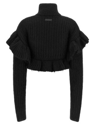 Elisabetta Franchi Ruffled Cropped Bustier Sweater - Black