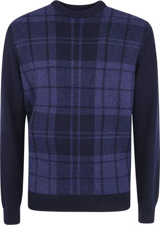 Barbour Pull col rond Tartan Min&eacute;ral - Homme - Pulls - Bleu - Taille: 2XL