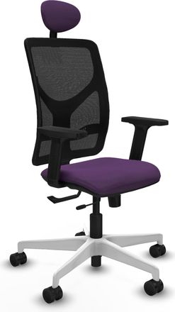Piqueras y Crespo B&uuml;rostuhl mit 2D-Armlehnen, h&ouml;henverstellbare Lendenwirbelst&uuml;tze und festes Kopfteil, ausgestattet mit Syncro/Traslack und Schneideschaum, Schwarz/Vio