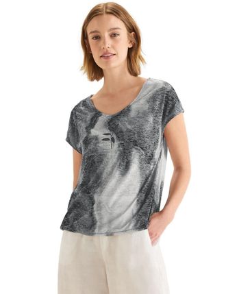 Street One Damen A320077 Sommershirt Batik, Schwarz, 38 EU