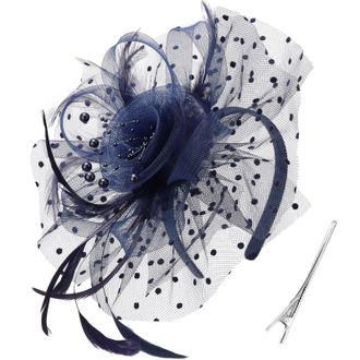 Dreshow Fascinator H&uuml;te f&uuml;r Damen Pillbox Hut mit Schleier Stirnband und Einer Gegabelten Clip Tea Party Kopfbedeckung