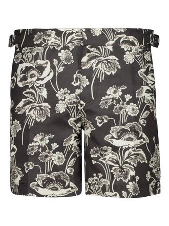 Commas Badeshorts mit Blumen-Print - Schwarz