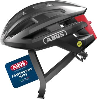 ABUS Rennradhelm PowerDome MIPS - leichter Fahrradhelm mit cleverem Belüftungssystem und Aufprallschutz - Made in Italy - für Damen und Herren - Dunkelgrau