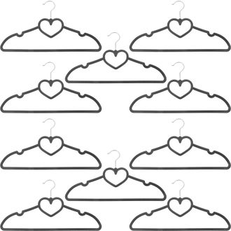 Amosfun Kleiderb&uuml;gel aus Kunststoff rutschfest 10 St&uuml;ck Schwarz Herzf&ouml;rmig f&uuml;r Garderobe und Trocknen Vielseitig f&uuml;r M&auml;ntel und Kleider