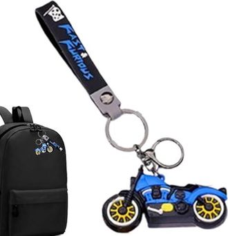 Generic Porte-cl&eacute;s avec pendentif moto - Breloque cr&eacute;ative pour sac et porte-cl&eacute;s de moto, porte-cl&eacute;s fantaisie pour couple, bleu, Refer to description
