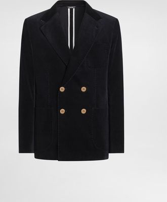Dolce & Gabbana Jacke Portofino Aus Samt Mit Doppelreiher-design - Mann Anz&uuml;ge Und Blazer Blau 46