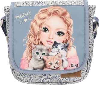 Depesche 13273 TOPModel Cat Love kleine Umhängetasche in hellblau mit Katzenmuster - Tasche mit verstellbarem Schultergurt - Hellblau, TopModel Cat Love
