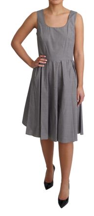 Dolce & Gabbana Womens Blue Beige Geometric Cotton A-Line Dress