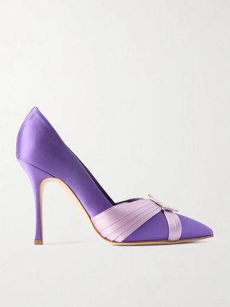 Manolo Blahnik Viera Embellished Two-tone Satin Pumps - Purple