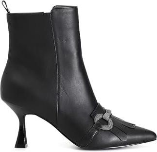 Cafènoir Bottine En Cuir Pour Femme Avec Bride, Pour Femme, Couleur Noir, Taille 41