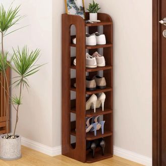 Generic Vertikales Schuhregal aus Massivholz, Platzsparendes Offenes Schuhablagen mit Mehreren Ebenen, Schmales Schuhregal for Drinnen und Drau&szlig;en for Eingang